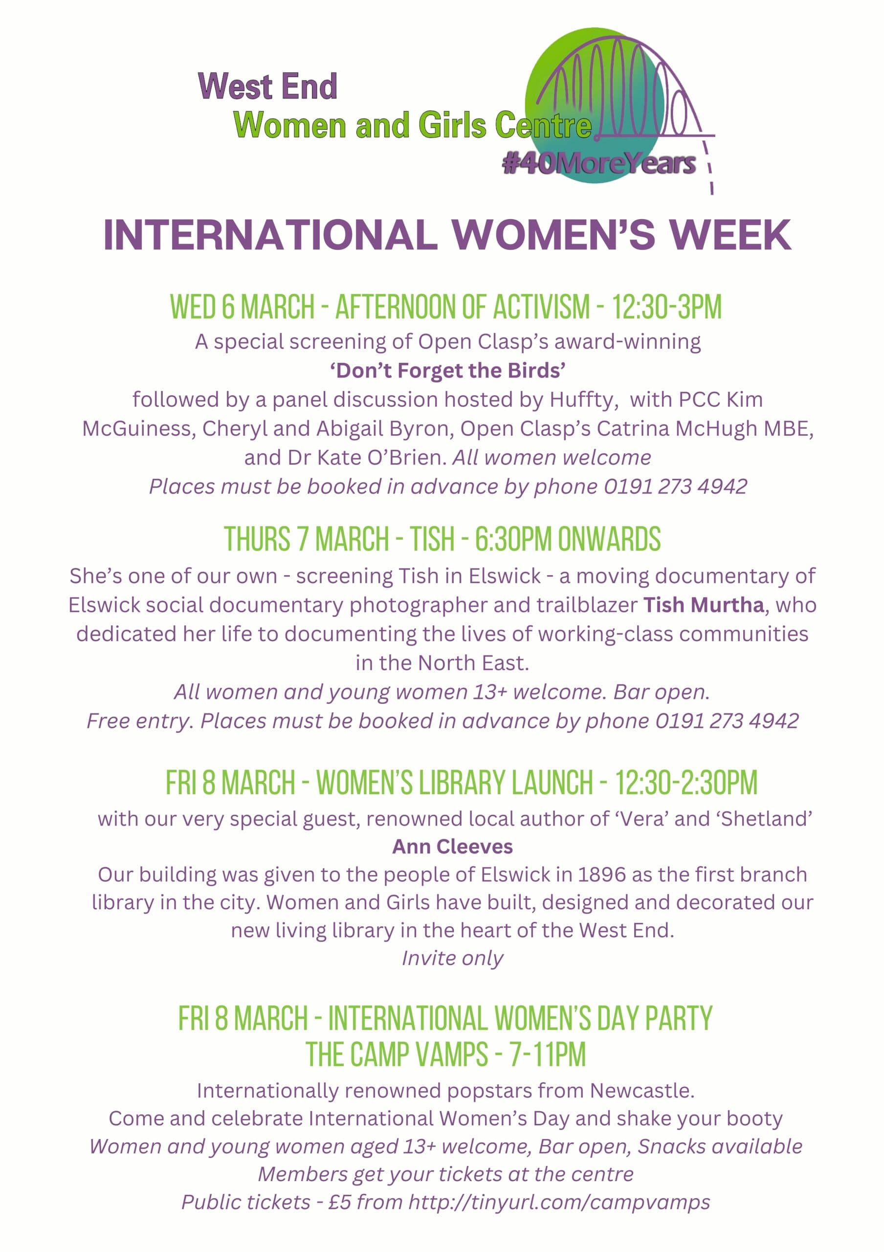 International Women’s Week 2024 – West End Women and Girls Centre
